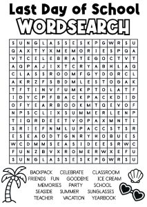 Last Day of School Coloring Page and Word Search | Welcome Summer ...
